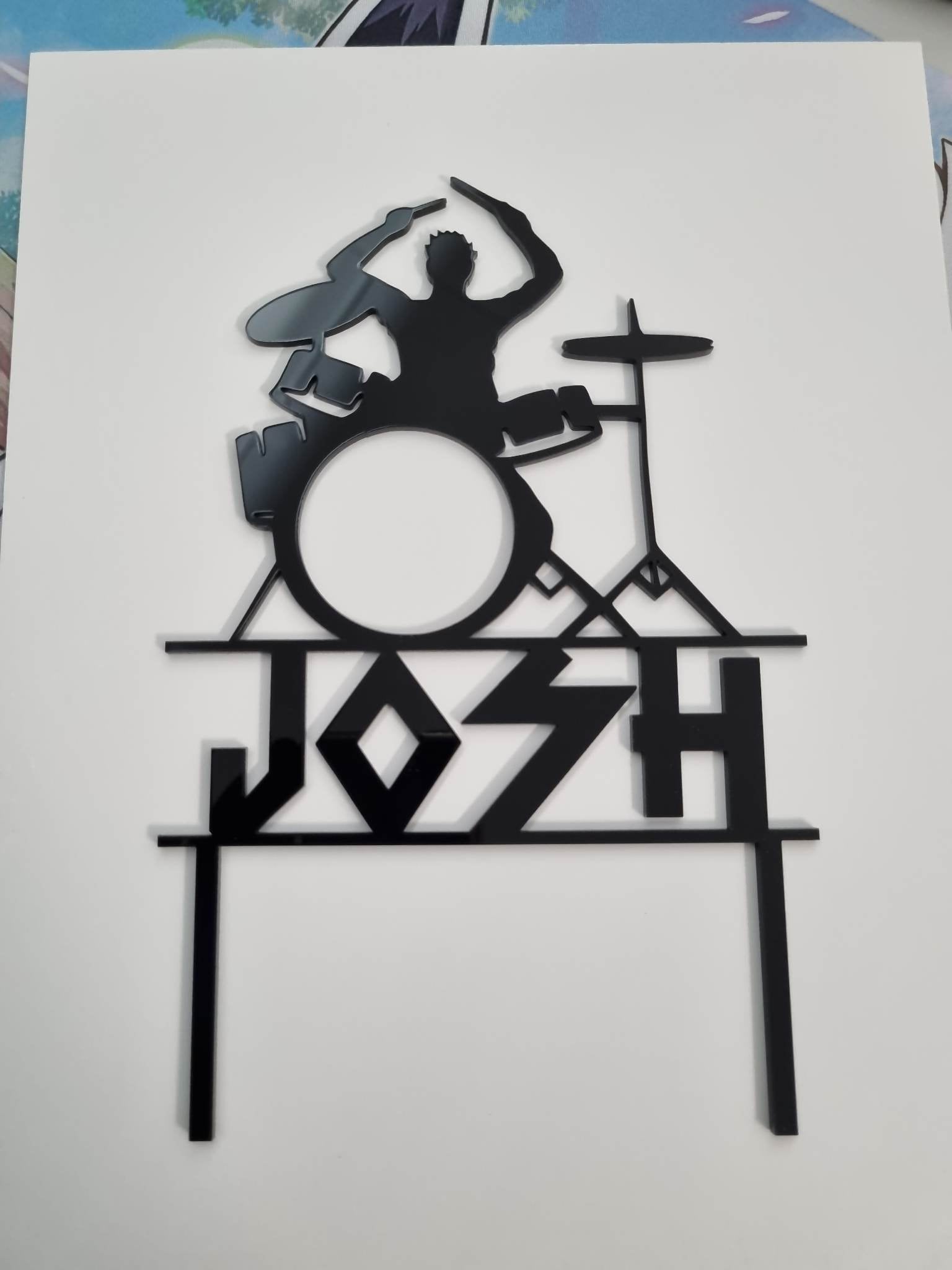 Personalised Drummer Cake Topper | The Laser Shark Shop