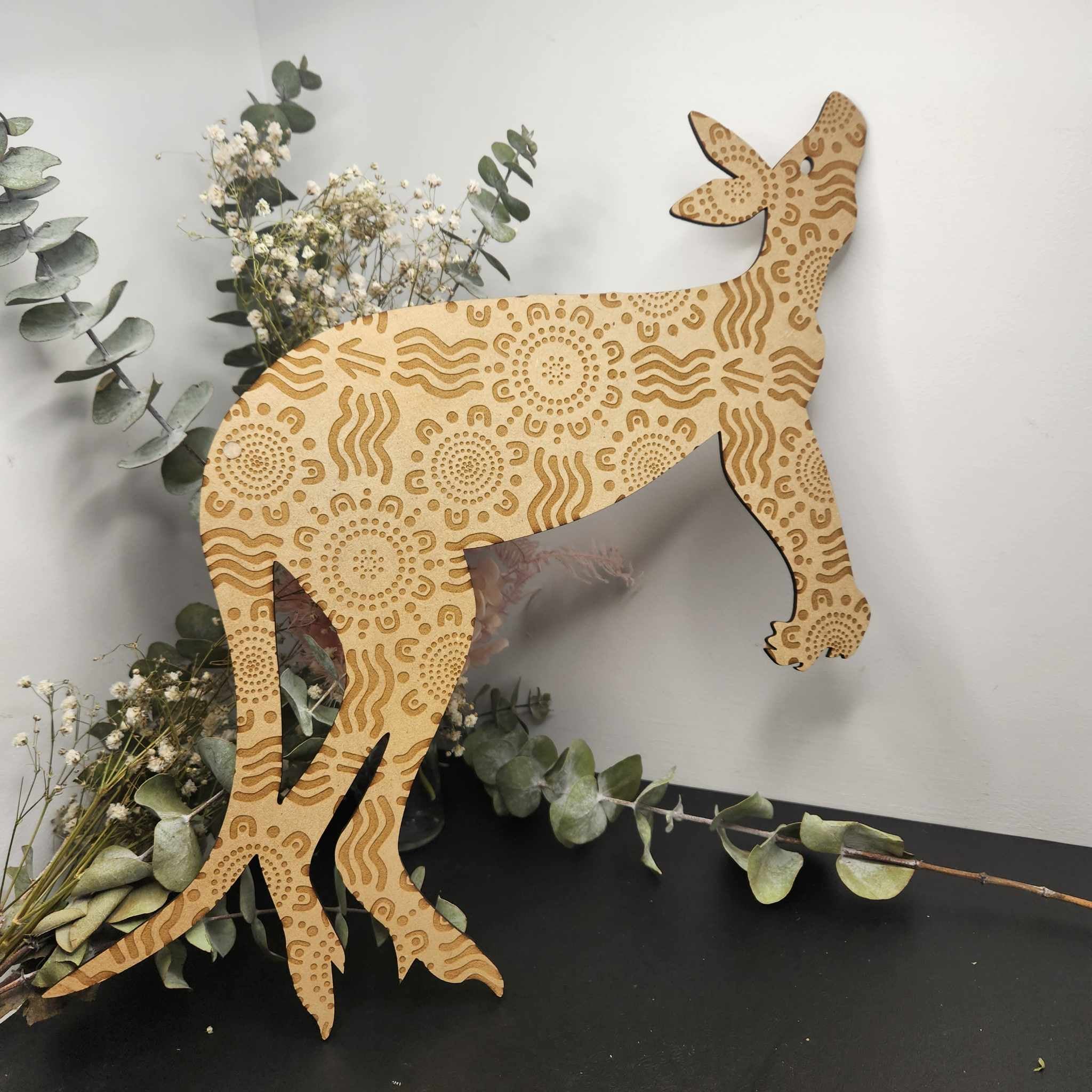 Kangaroo - Engraved Indigenous Wall Art - Totem Wall Art | The Laser ...