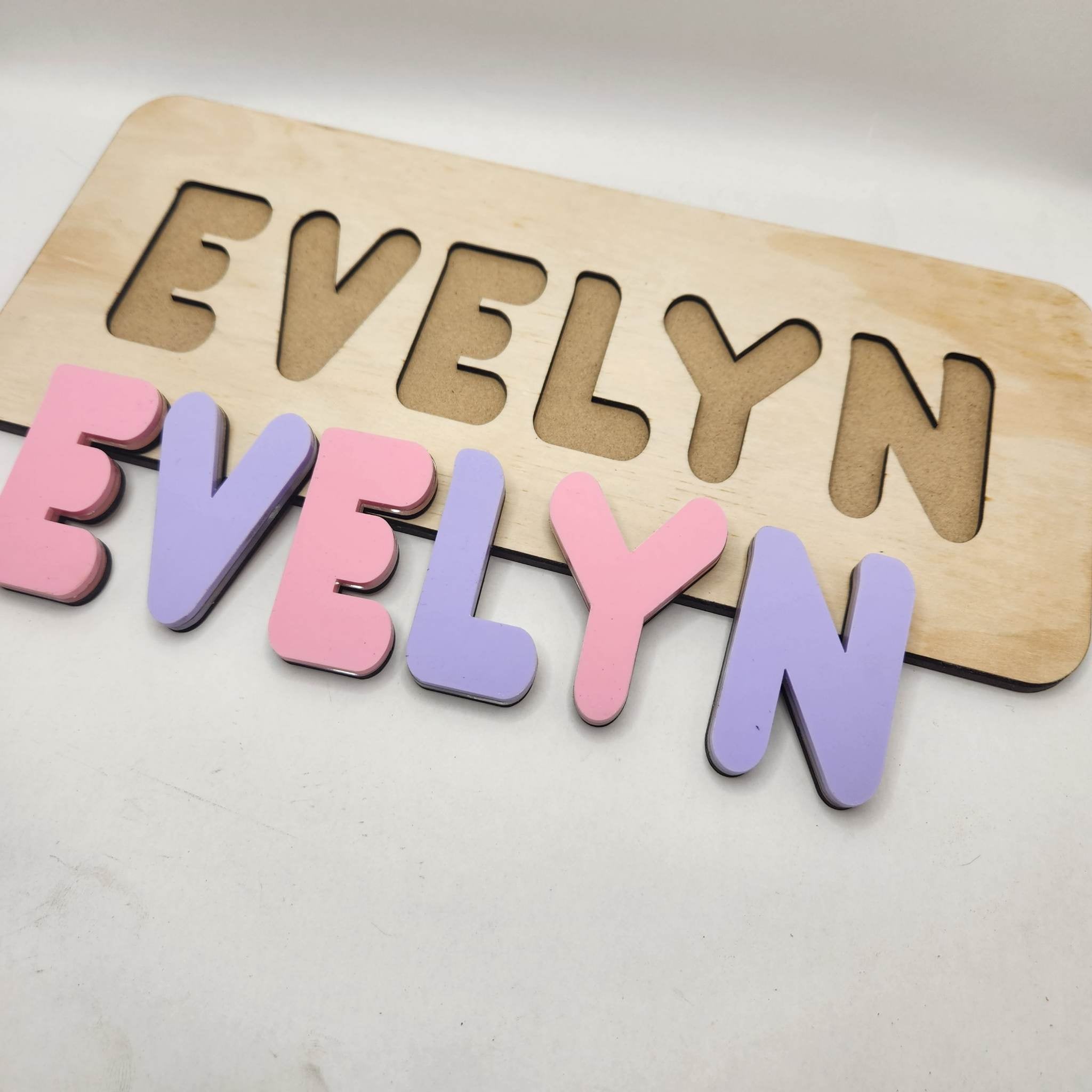 Name Puzzles - Pastel Pink and Pastel Purple | The Laser Shark Shop