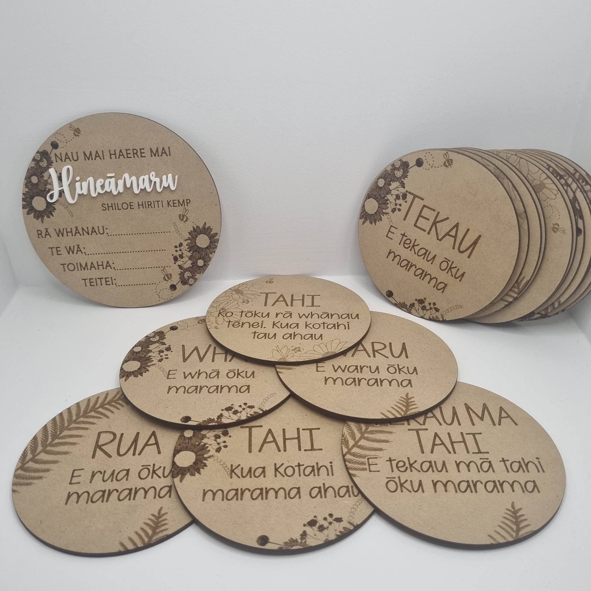 Māori Months and Milestones set with welcome disc | The Laser Shark Shop