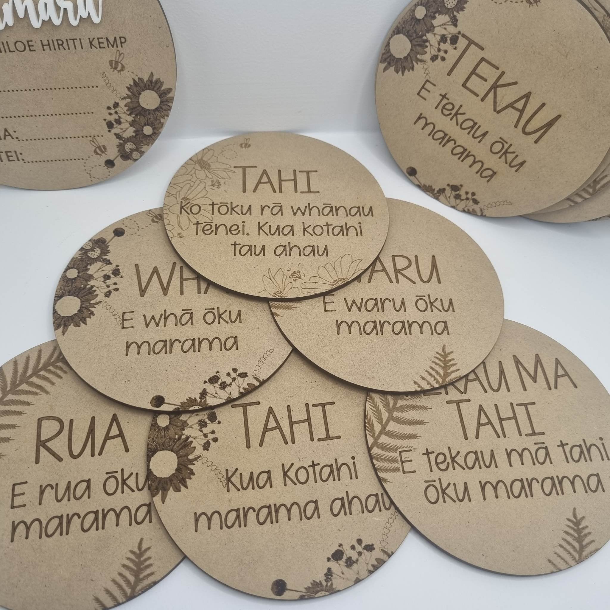 Māori Months and Milestones set with welcome disc | The Laser Shark Shop